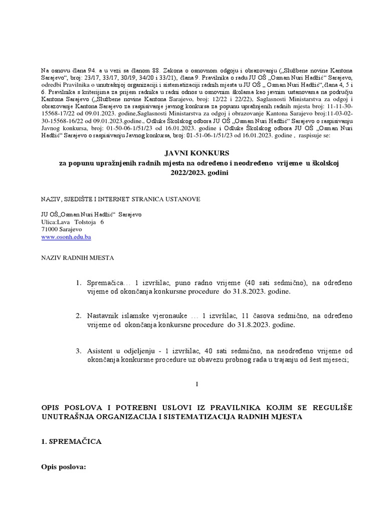 Tekst Javnog Konkursa | PDF