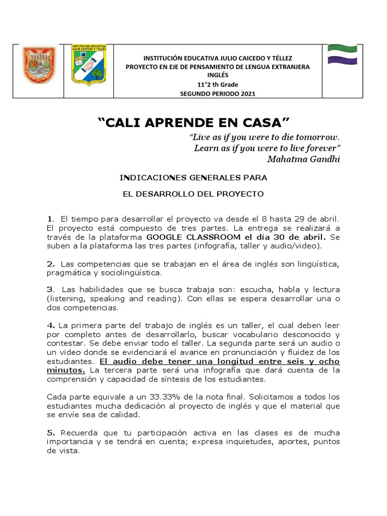 Mariana Gonzalez Fernandez English Workshop - 11th Grade - Second Period - 2021 | PDF | Idioma ...