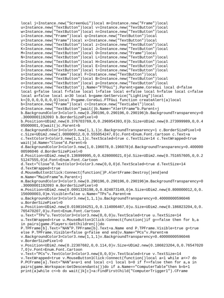 Roblox GUI Script for Teleportation and Other Functions | PDF