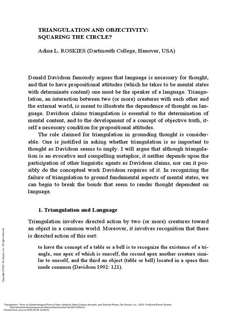 Triangulation and Objectivity: Squaring The Circle? | PDF | Concept | Thought