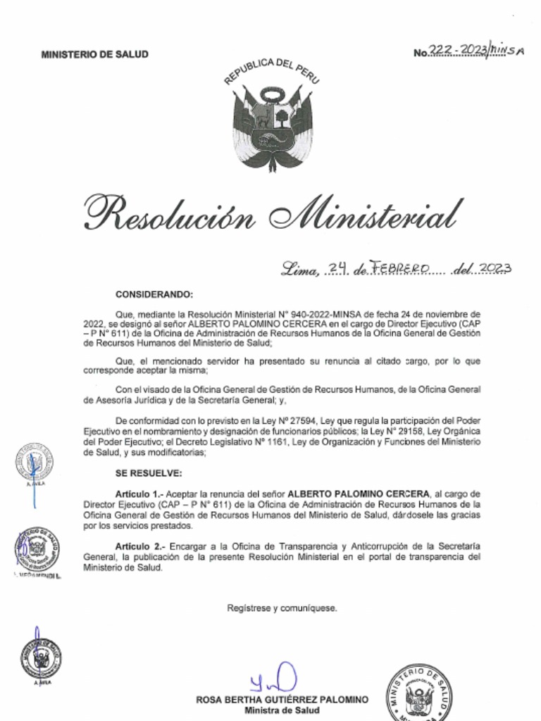 Resolución Ministerial #222-2023-MINSA | PDF