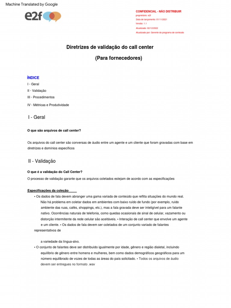 Call Center Audio Validation | PDF | Centro de atendimento | Informática