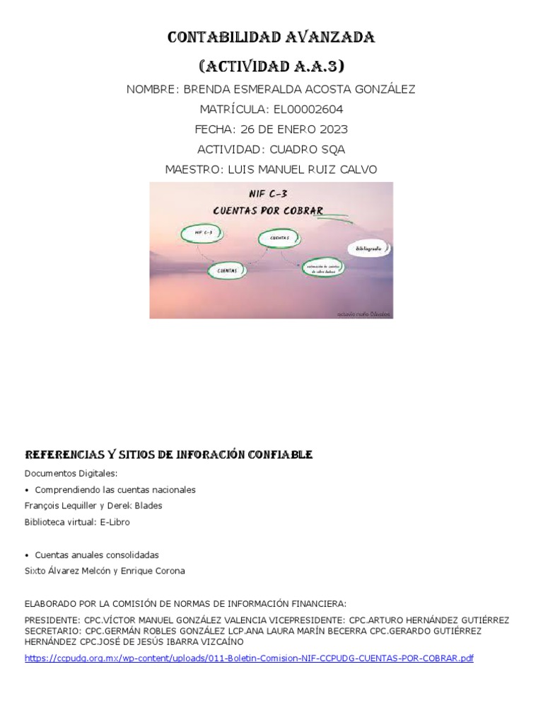 Contabilidad Avanzada A.a.3 | PDF | Contabilidad | Estado financiero