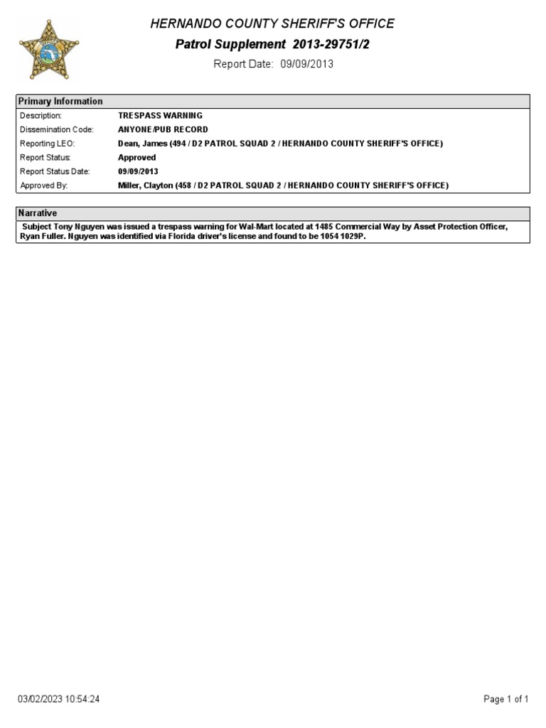 Walmart Trespass | PDF