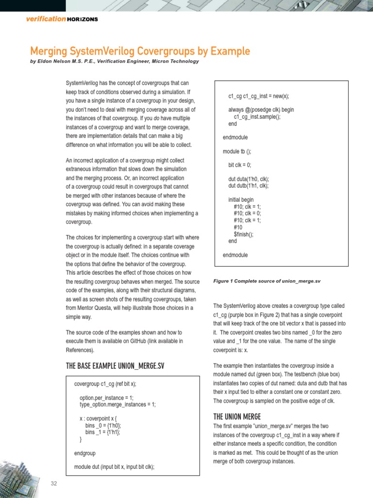 Merging SystemVerilog Covergroups by Example - Verification Horizons - Verification Academy ...