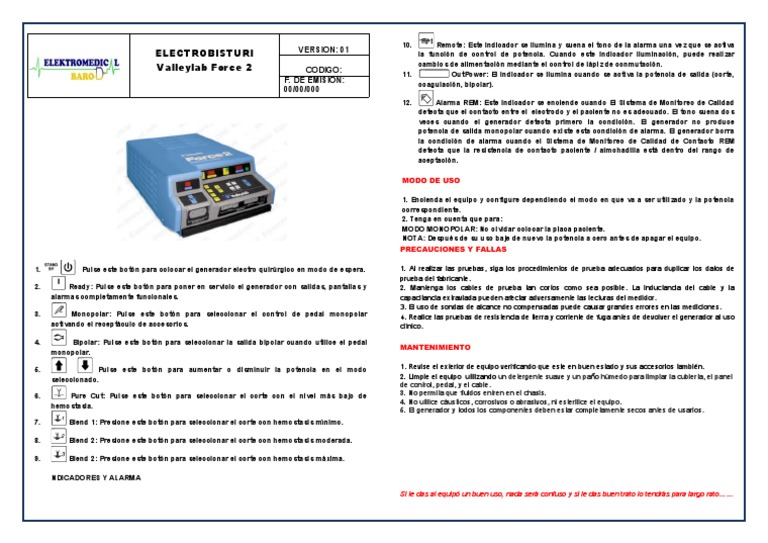 Electrobisturi Valleylab Force 2 | PDF | Ingenieria Eléctrica