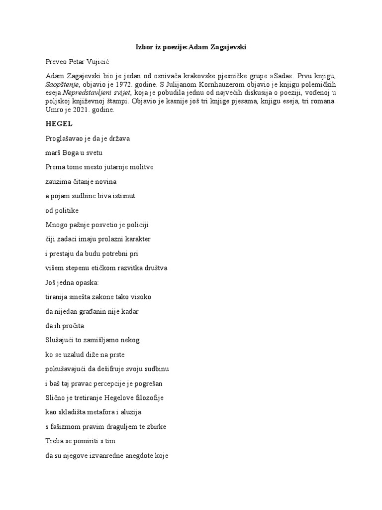 Zagajevski Poezija | PDF