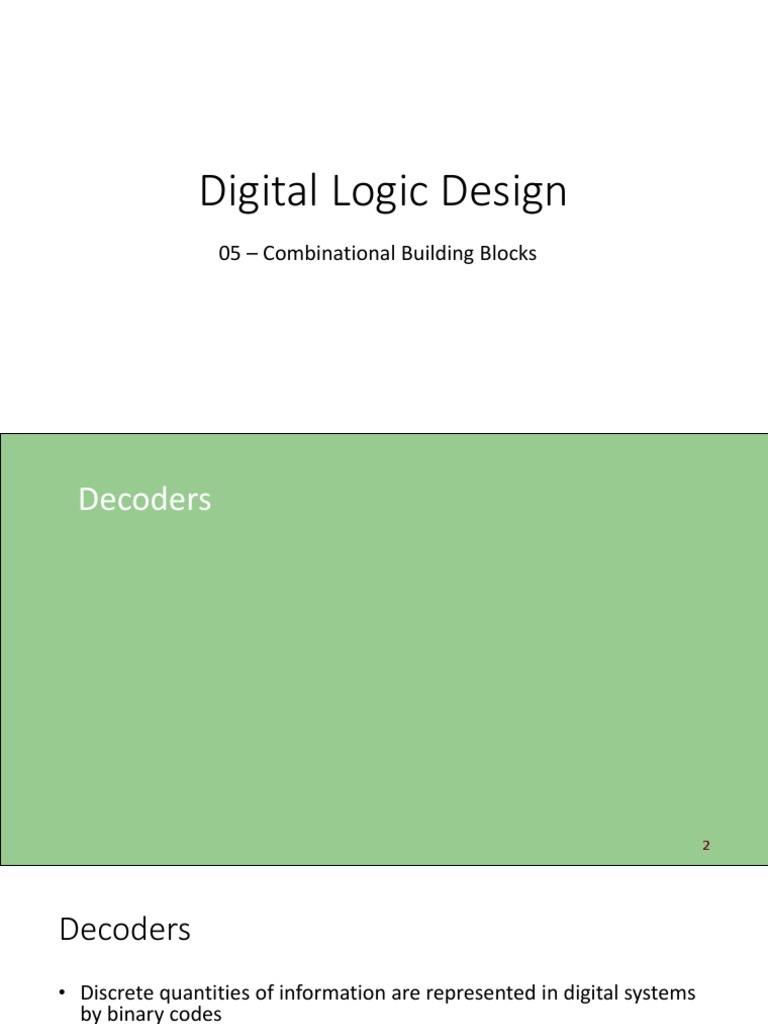 Lecture 05 - Combinational Building Blocks | PDF | Electronics | Electronic Engineering
