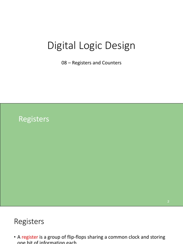 Lecture 08 - Registers and Counters | PDF | Computer Science ...