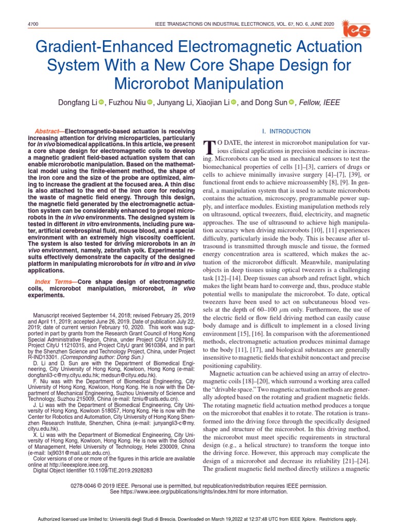 Gradient-Enhanced Electromagnetic Actuation System With A New Core Shape Design For Microrobot ...