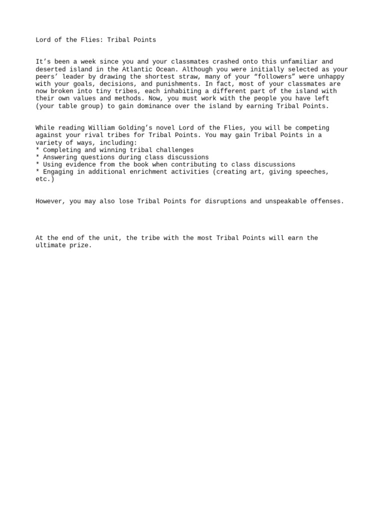 LotF - Tribal Points | PDF