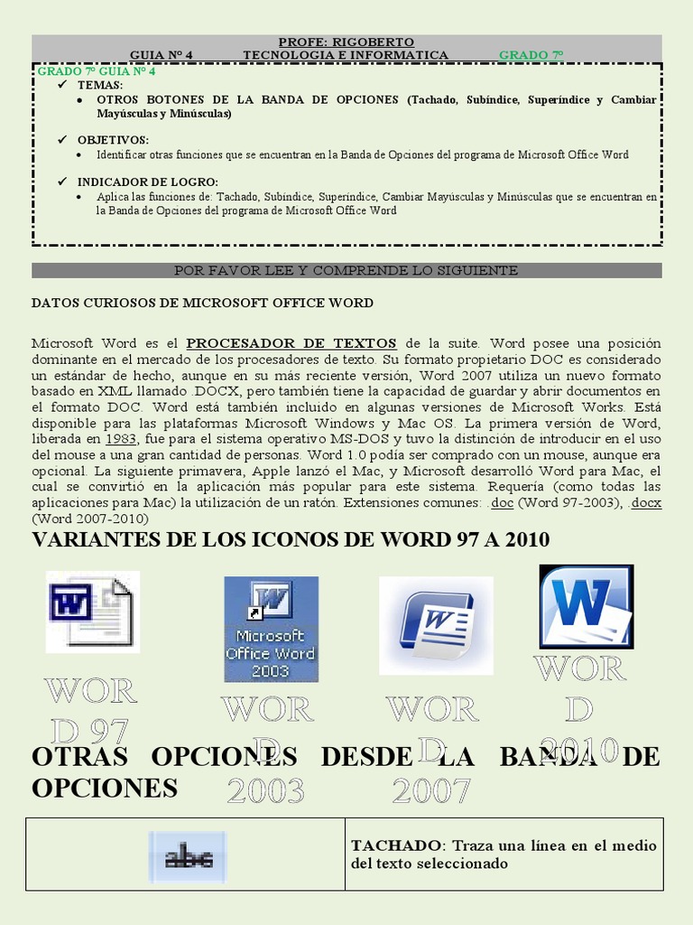 Funciones de Word: Banda de Opciones | PDF | Microsoft Word | Microsoft ...