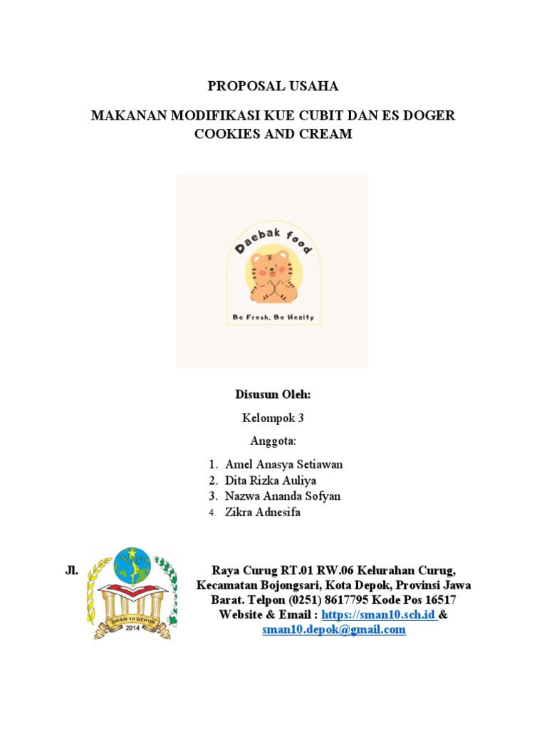 Proposal Usaha Kue Cubit dan Es Doger | PDF