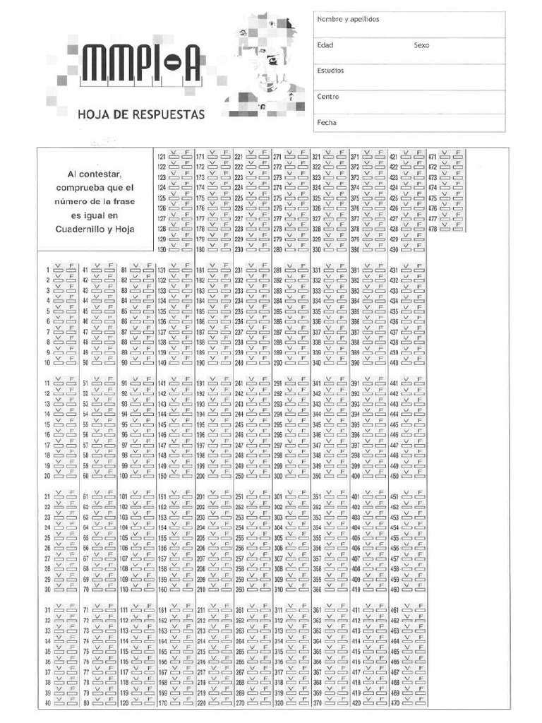 Hoja Respuestas MMPI-A | PDF