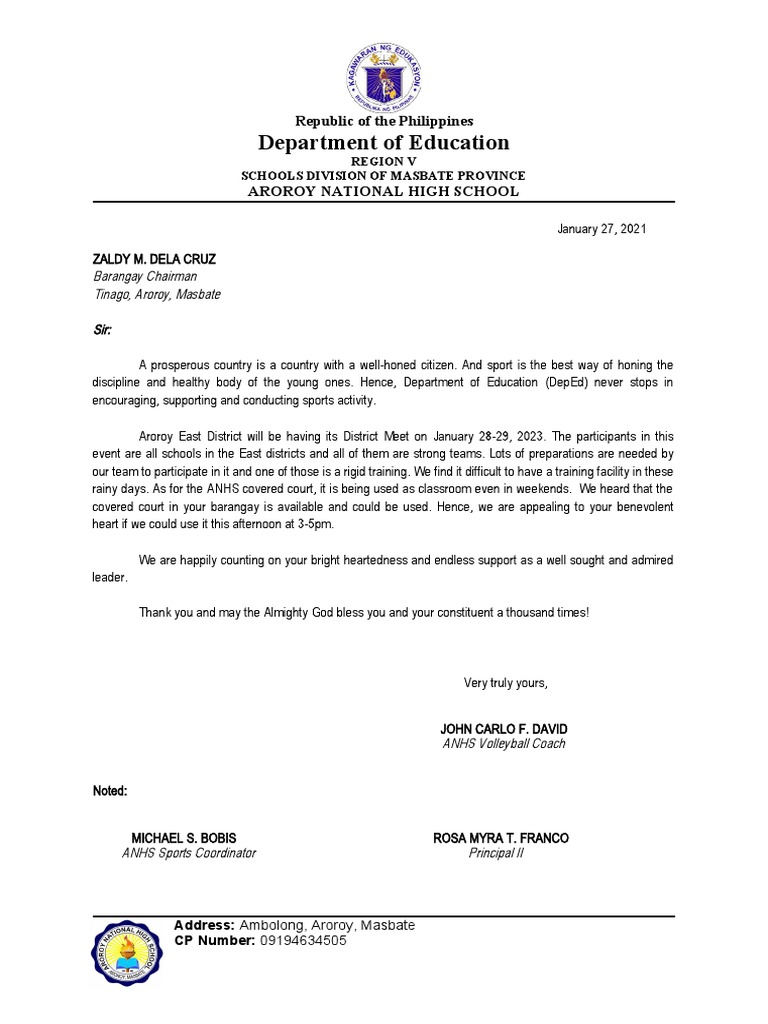 Letter Using The Facility | PDF