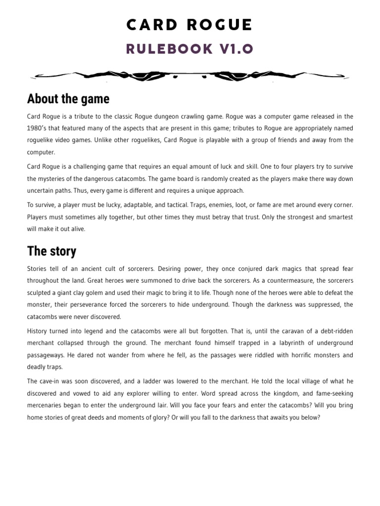 Card Rogue Rulebook v1 | PDF