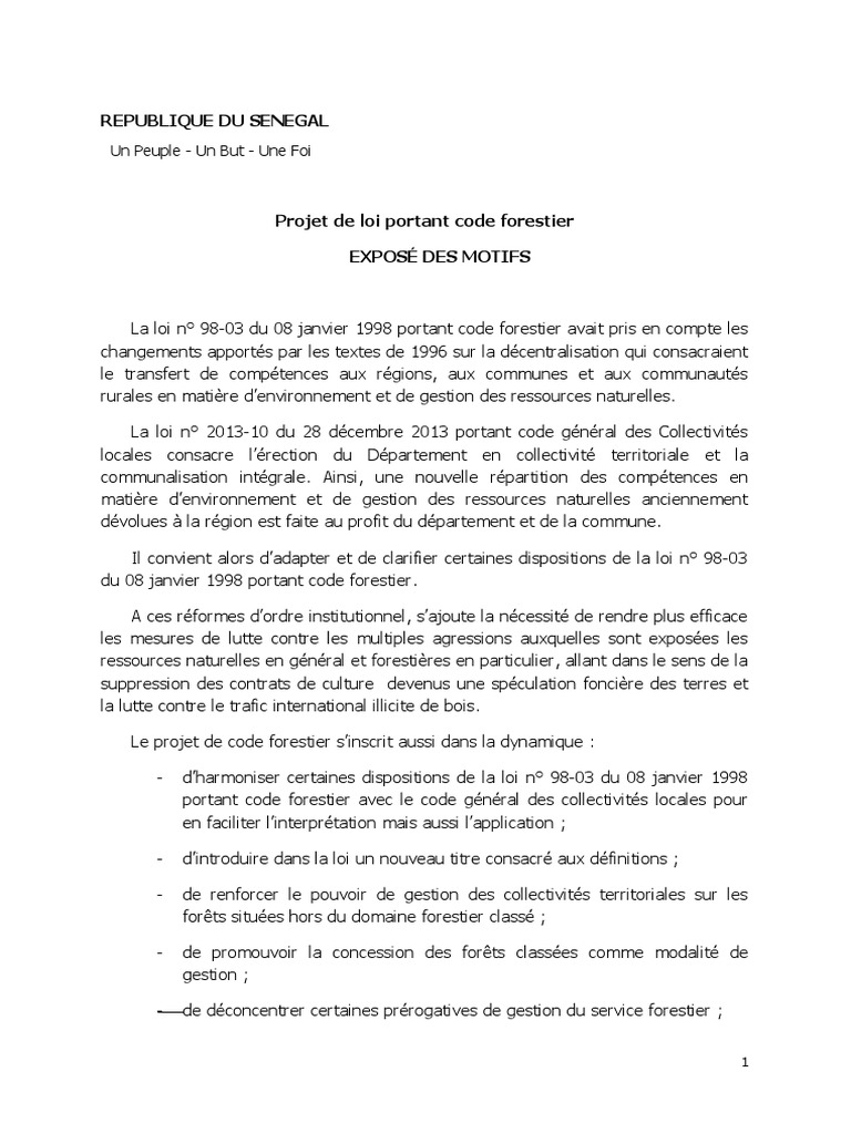 Projet Code Forestier 8 03 2017 | PDF | Forêt | Arbres