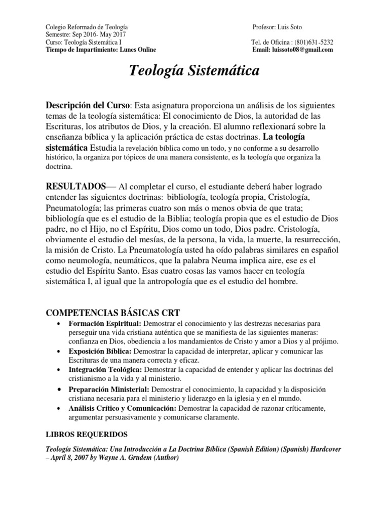 Teología Sistemática | Descargar gratis PDF | Teología | Ensayos