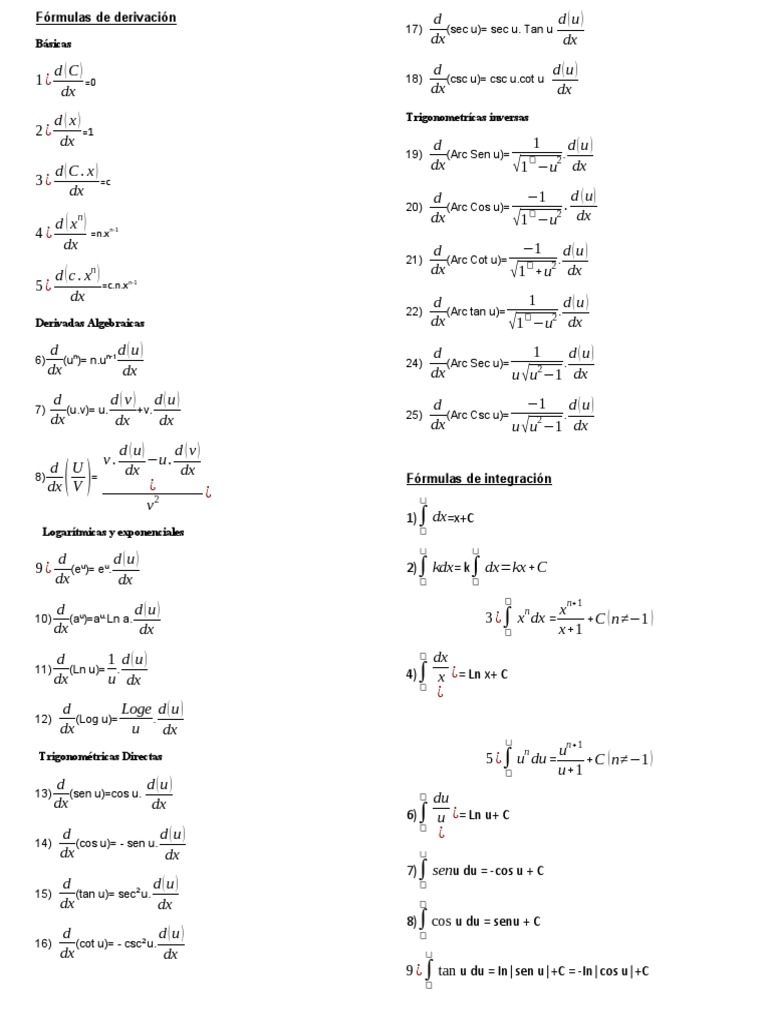 Formulas de Calculo | PDF