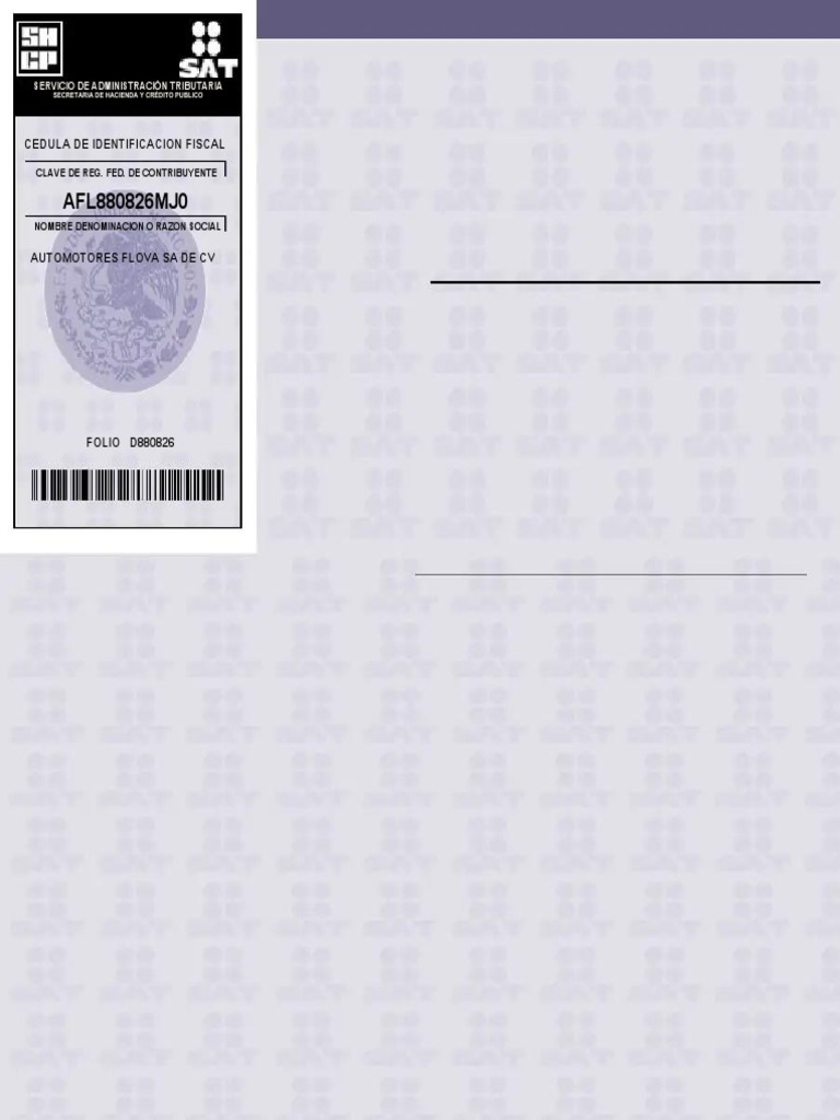 Cedula de Identificacion Fiscal Sat | PDF
