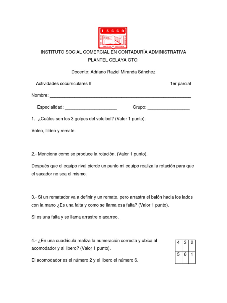 Examen ISCCA 1er Parcial A.C. 2023 Con Respuestas | PDF