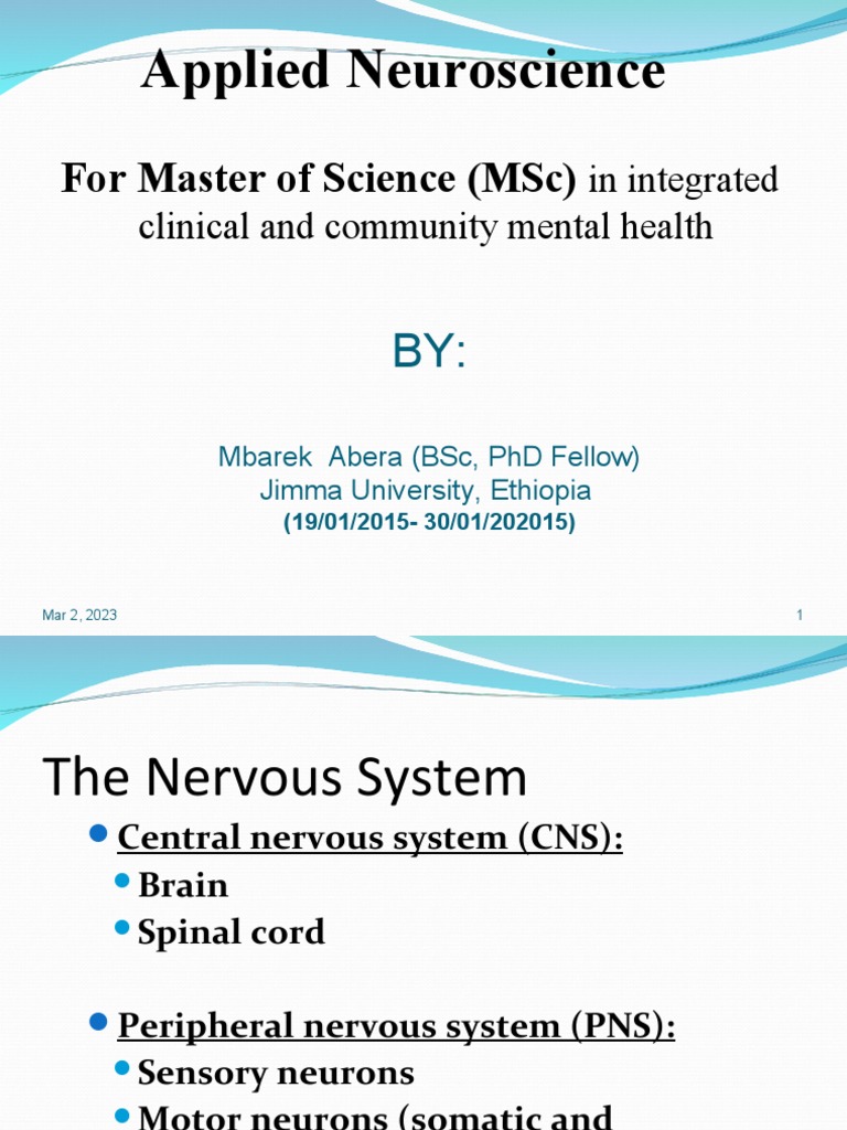 Mubarek Aplied Neuroscience PPT Lecture Note | PDF | Chemical Synapse ...