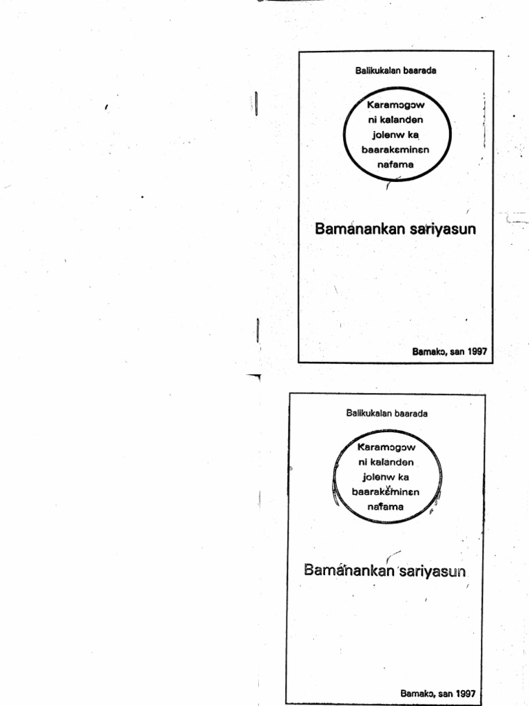 Bamanankan Sariyasun1997 | PDF