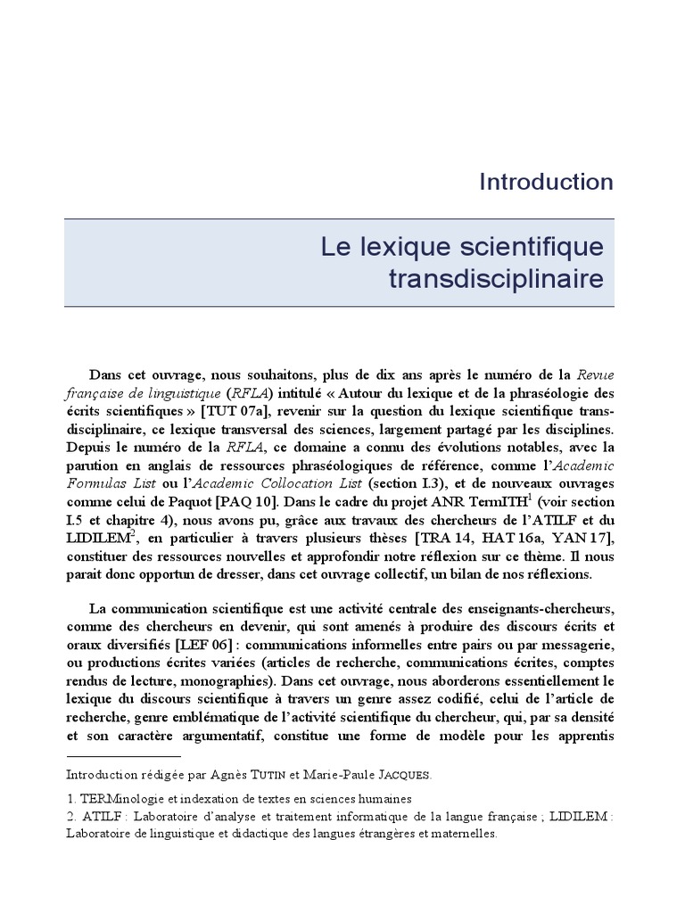 Lexique scientifique transdisciplinaire | PDF | Lexique | Science