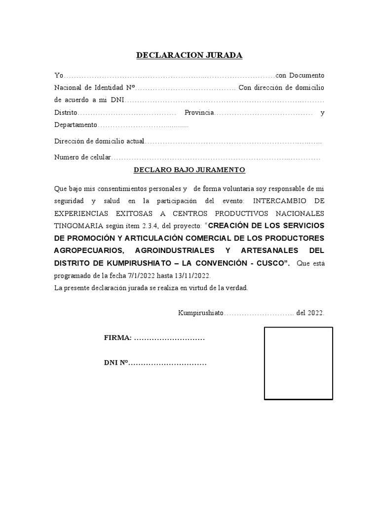 Declaracion Jurada | PDF