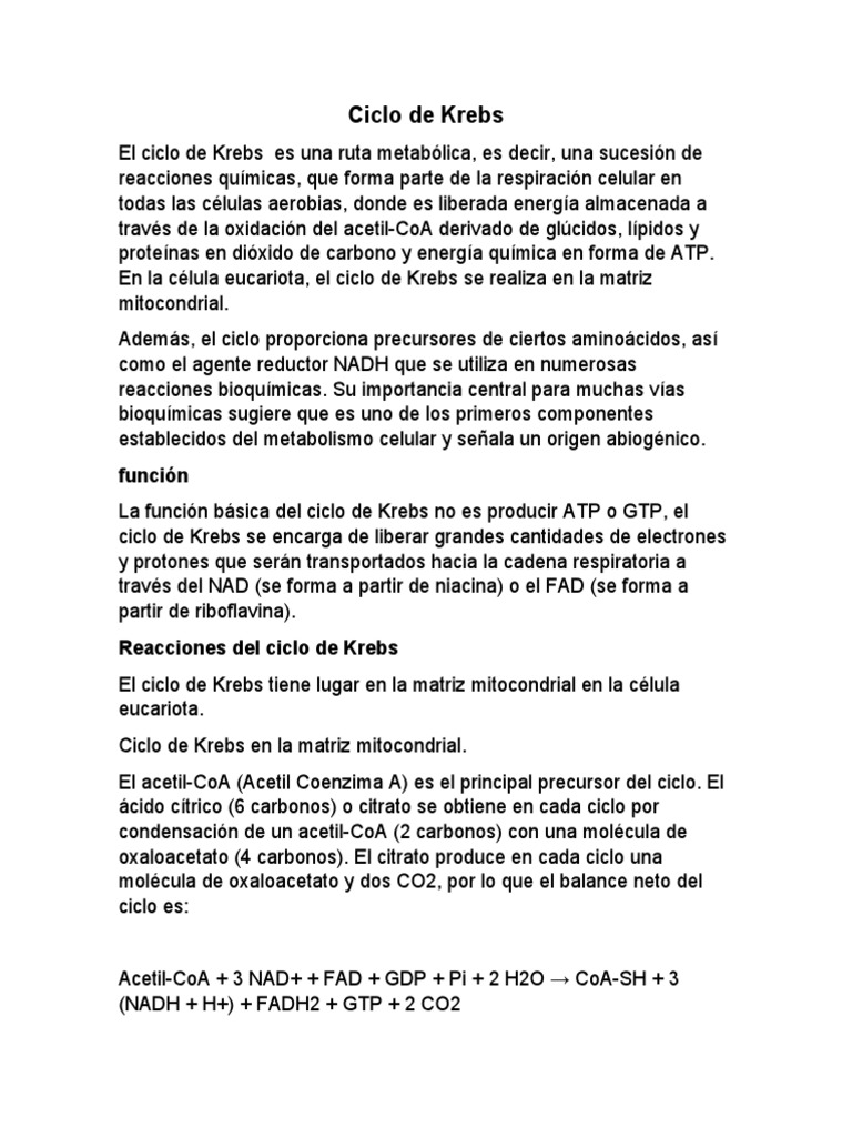 Ciclo de Krebs | PDF
