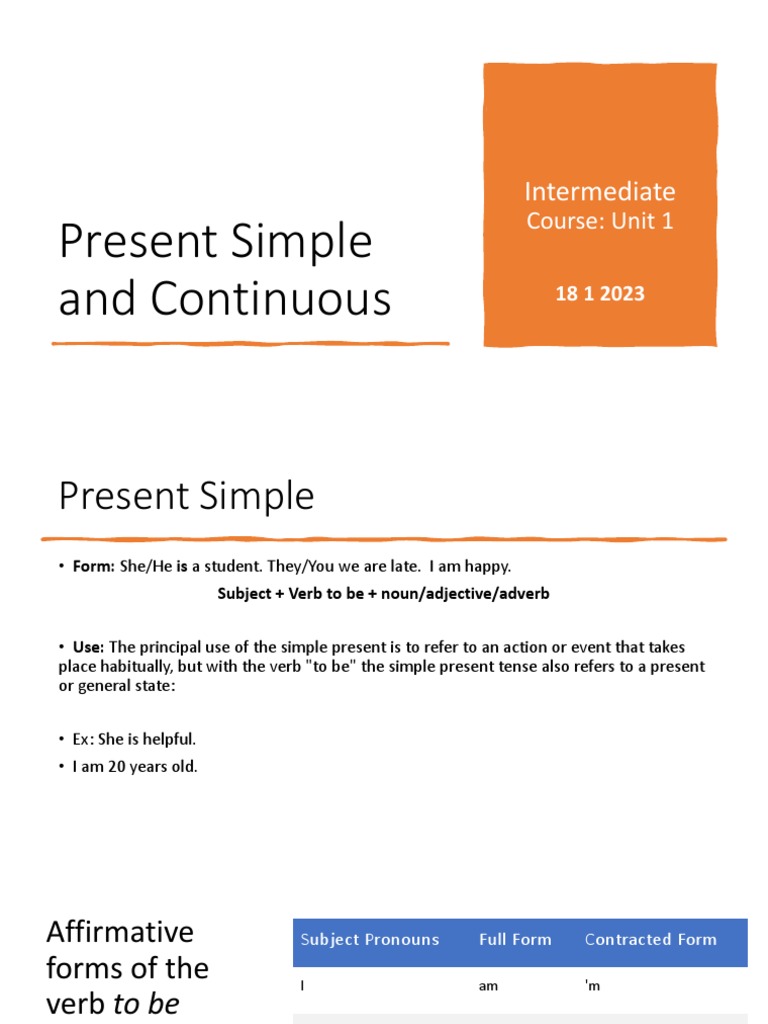 1.1 Present Simple and Present Continuous Final | PDF | Verb ...