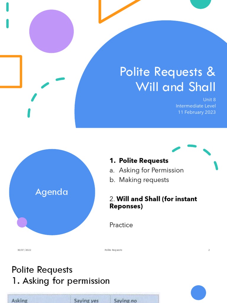Polite Requests & Will and Shall | PDF | Career & Growth