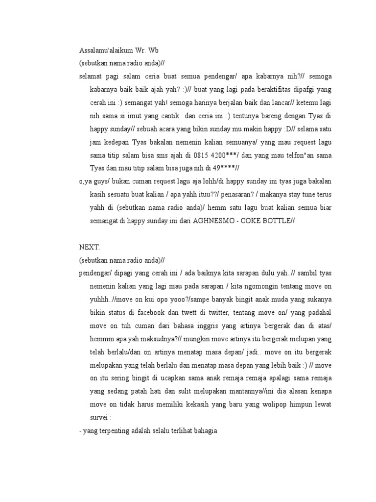 Sript Siaran Radio | PDF