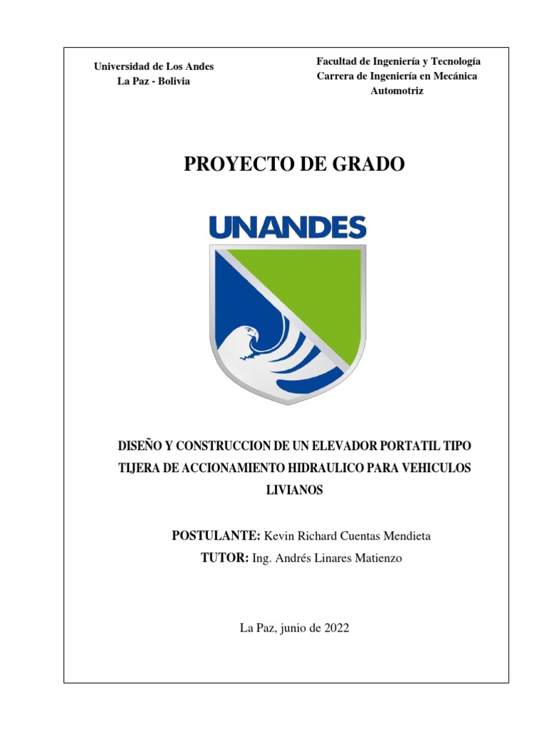 Proyecto de Grado Kevin Cuentas | Descargar gratis PDF | Diseño | Tornillo
