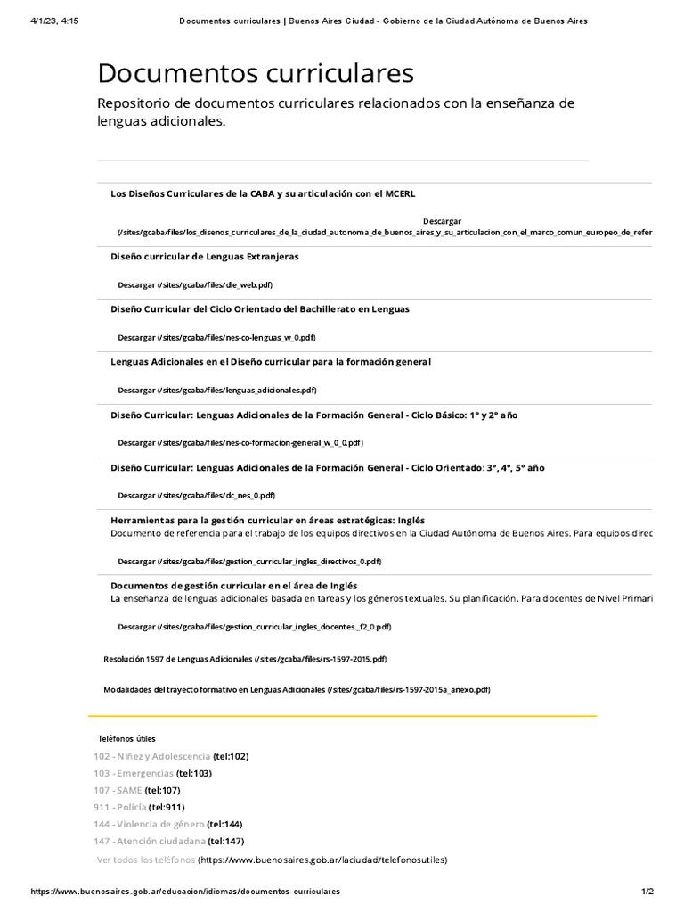 Repositorio de Documentos Curriculares Sobre L2s (GCBA) | PDF