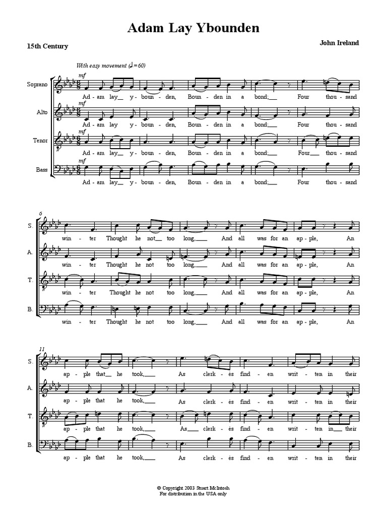 Adam Lay Ybounden | PDF | Choral Music | Singing