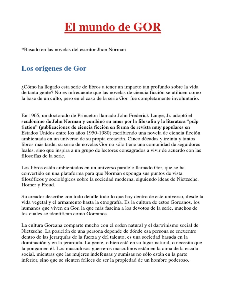 Mundo de Gor | PDF | Bdsm | Esclavitud