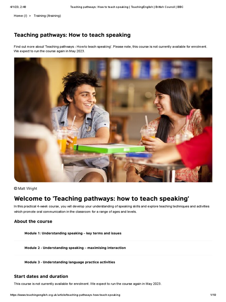 Teaching Pathways - How To Teach Speaking - TeachingEnglish - British ...