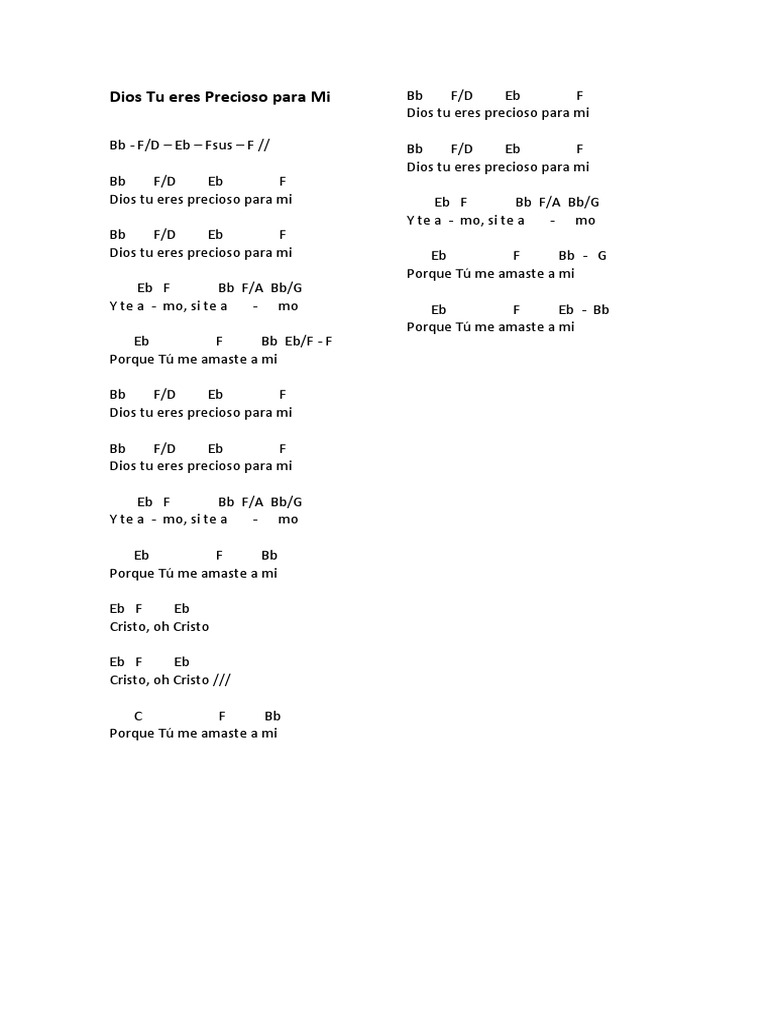 Dios Tu Eres Precioso para Mi | PDF