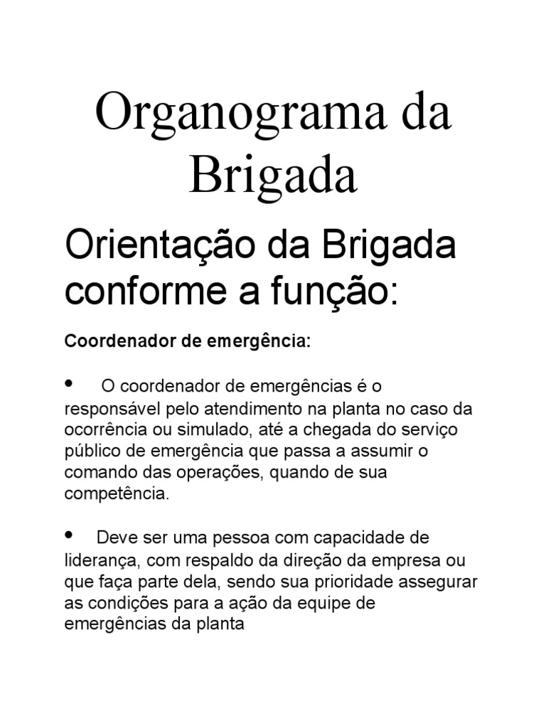 Organograma Da Brigada | PDF | Liderança | Brigada