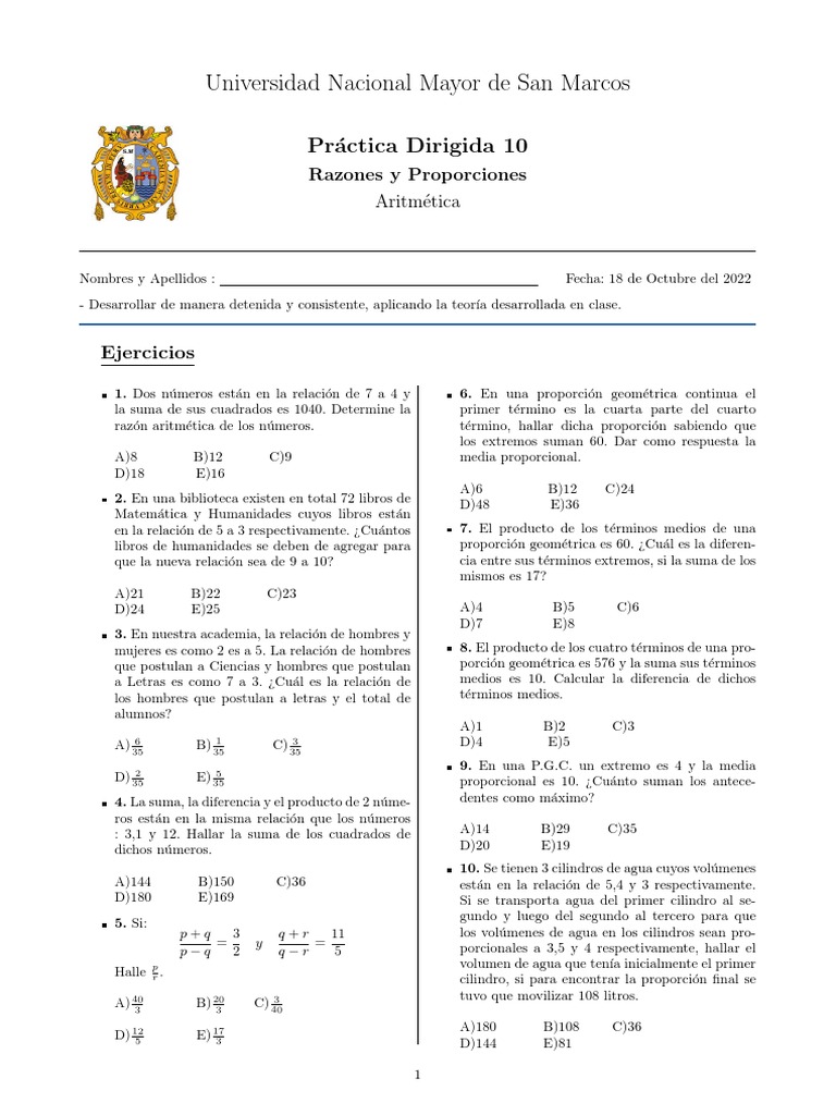 Practica Dirigida 10 Grupo 2 | PDF | Matemáticas