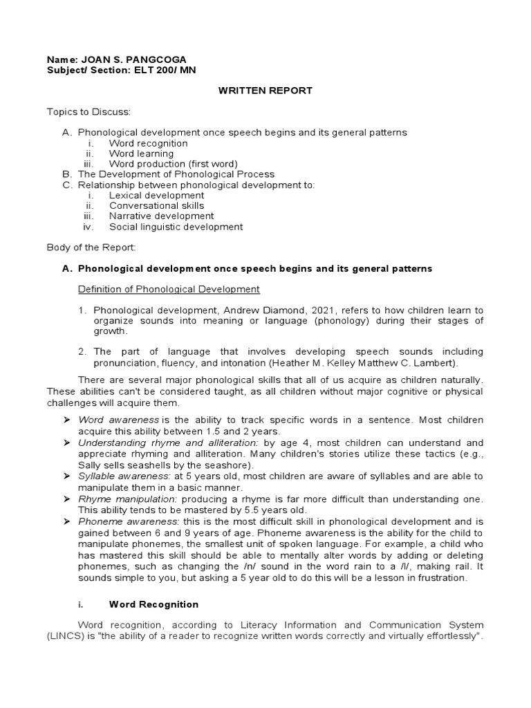 Elt200.written Report. Jpangcoga | PDF | Word | Vocabulary