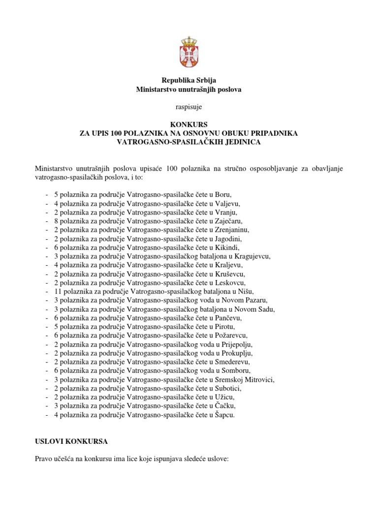 Konkurs+Za+Upis+Na+Osnovnu+Obuku VSJ++PPU LAT | PDF