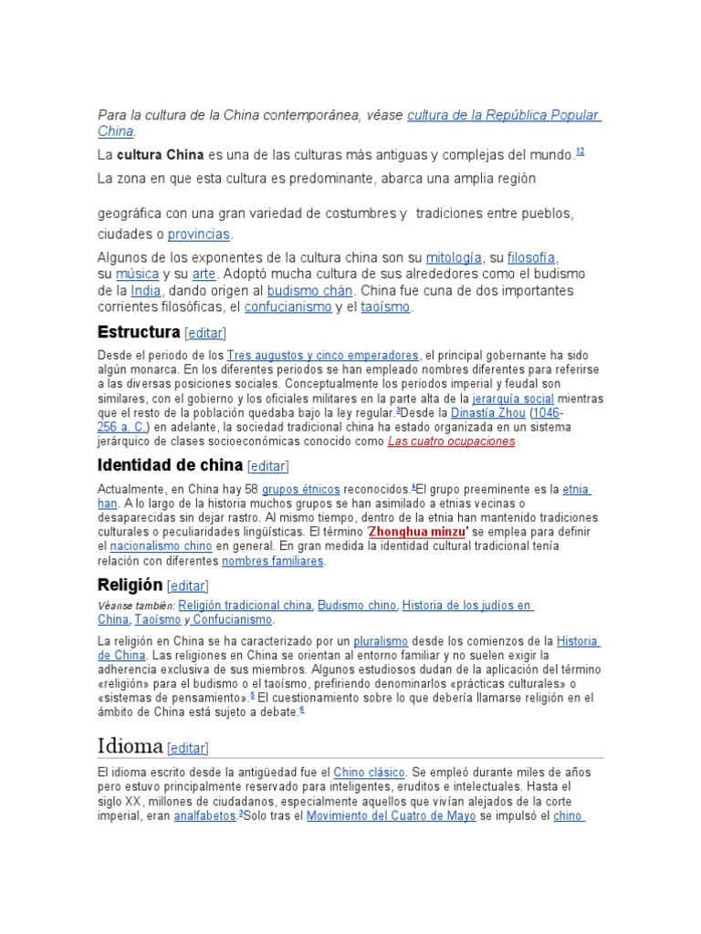 La Cultura de China | PDF | Cultura china | China