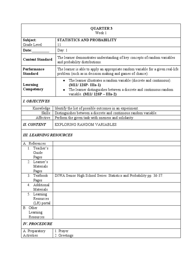 1 STP Random Variables (Discrete and Continuous) | PDF | Probability ...