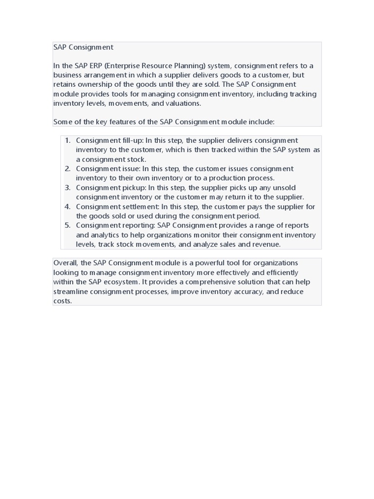 Sap Consignment Pdf