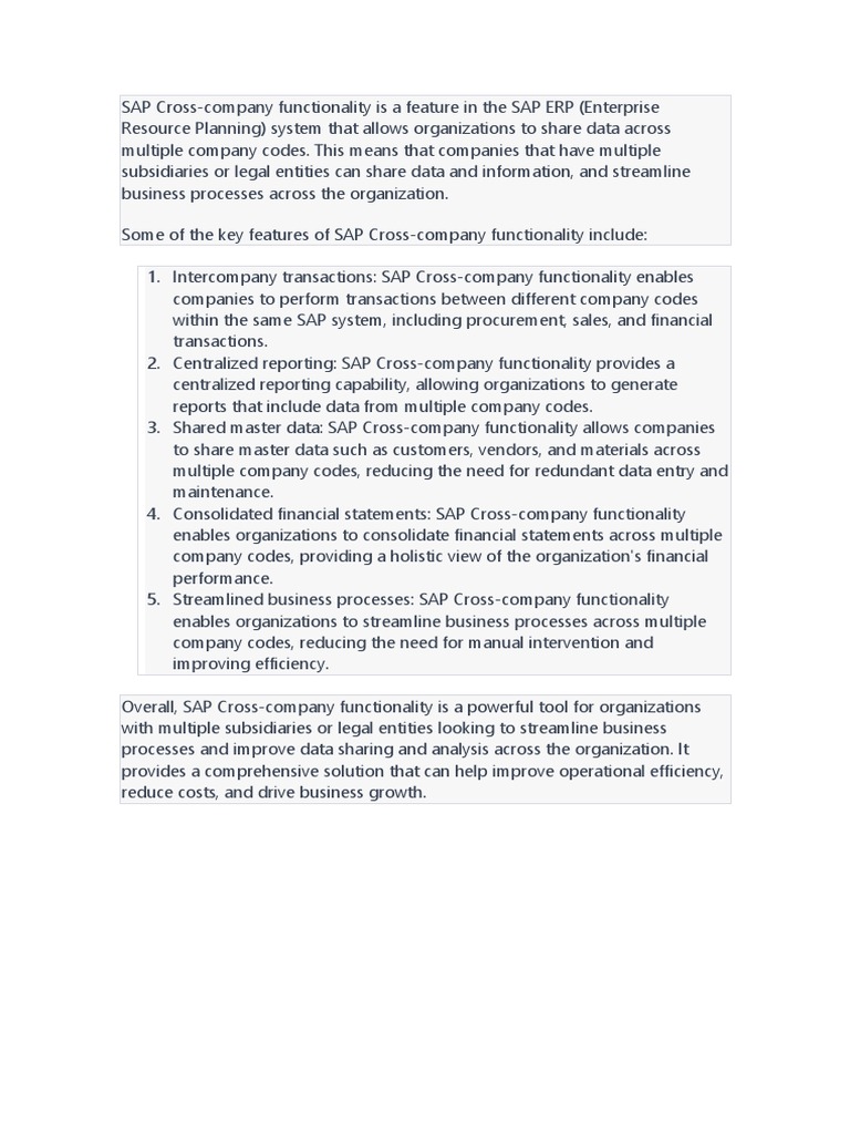 SAP Cross-Company | PDF