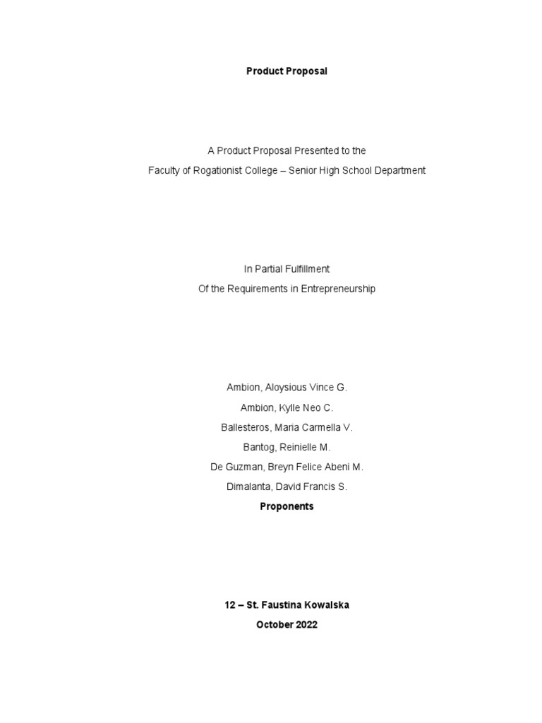 ENTREP ProjectProposal Group3 ST - Faustina | PDF