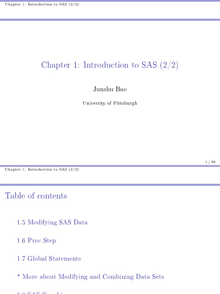 SAS Ch1 Introduction 2 | PDF | Scatter Plot | Sas (Software) SAS Ch1 Introduction 2 | PDF | Scatter Plot | Sas (Software)