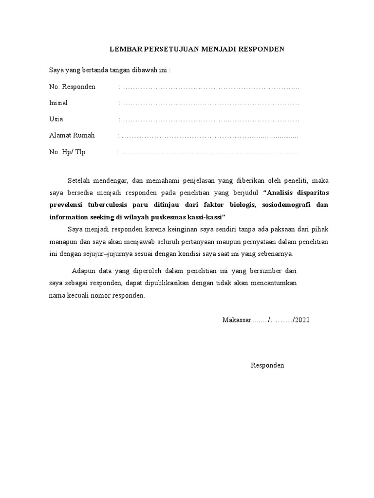 Lembar Persetujuan Menjadi Responden - Nurhalisah | PDF